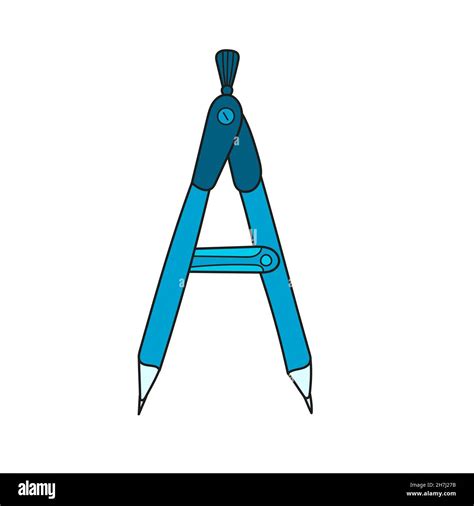 Simple Cartoon Icon Geometry Compass Divider Vector Icon Vector Hand