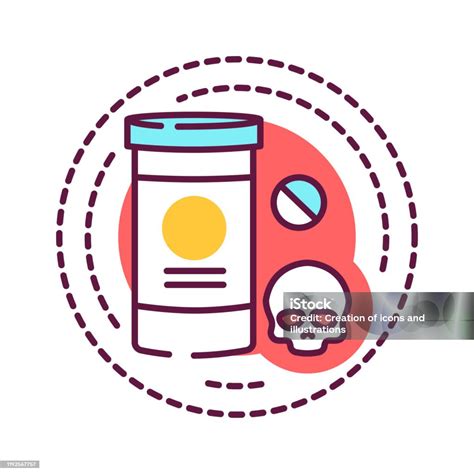 마약 중독 향정신성 물질 색선 아이콘 물질 사용에 대한 신체적 또는 정서적 의존 웹 페이지 모바일 앱 프로모션에 대한 픽토그램