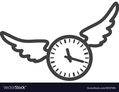 Clock Wings Circle Time Traditional Icon Vector Image