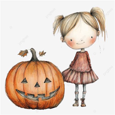 아이의 상상력이 발휘된다 어린 소녀와 호박 어린이들 독창성 Png 일러스트 및 이미지 에 대한 무료 다운로드 Pngtree