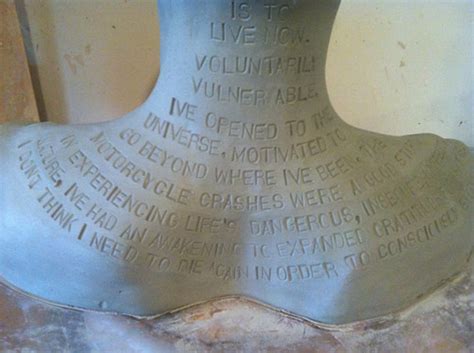 Sculpture Self Portrait Back With Words Wild Nature Clay