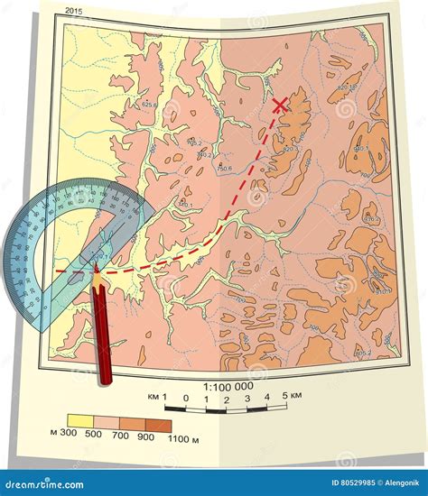 Map Protractor And Pencil Stock Vector Illustration Of Geometry