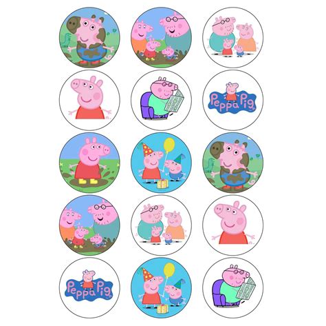 Peppa Pig Edible Cupcake Toppers DEA Peppa Pig Birthday Invitations