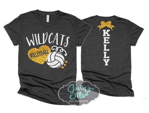 Two Shirts That Say Wildcats Volleyball And Volleyball With Gold