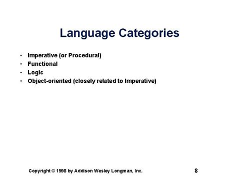 Concepts Of Programming Languages Chapter 1 Copyright 1998