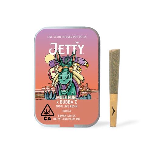 Jetty Extracts Mule Fuel X Bubba Z Live Resin Infused Pre Roll 5 Pack