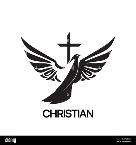 Christian Logo Template With Dove Pigeon Black And White Christian