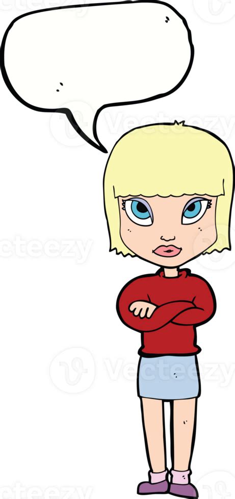 Cartoon Woman With Crossed Arms With Speech Bubble 45137115 Png