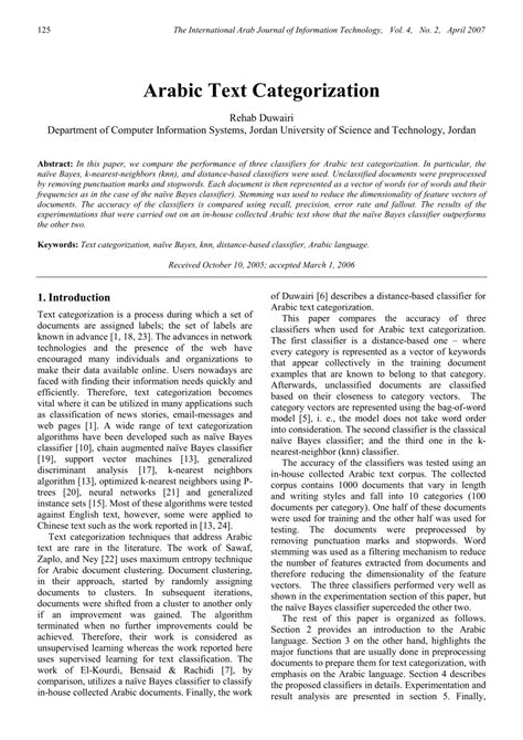 Pdf Arabic Text Categorization