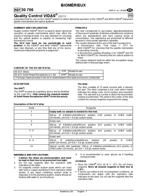 Qualitycontrol Vidas Pdf Shelf Life Buffer Solution