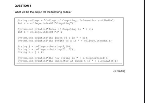 Solved What Will Be The Output For The Following Codes Chegg
