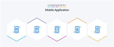 Mobile Application 25 Blue Icon Pack Including Plain Mobile App Full