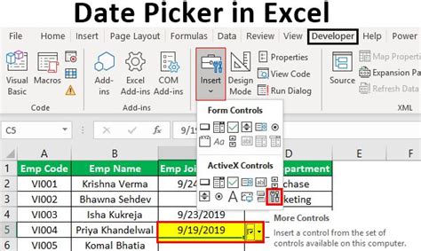 Excel Date Picker How To Insert Step By Step Examples
