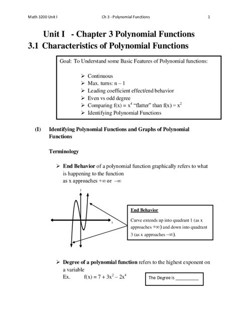 Fillable Online Unit I Chapter 3 Polynomial Functions 31