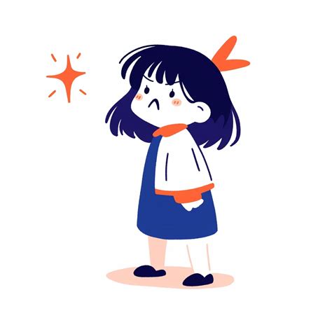 手書き困った見下す少女｜イラスト・フリー素材なら「シンテリ」