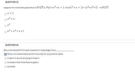 solved question 23 suppose the irreducible polynomial of gf