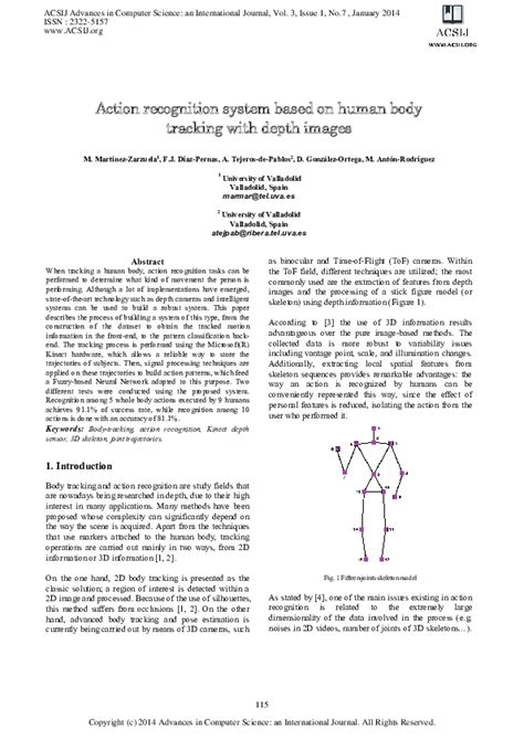 pdf depth image based action recognition via body tracking