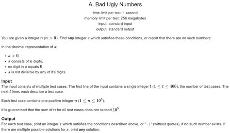 Codeforces Global Round 7A Bad Ugly Numbers 题解