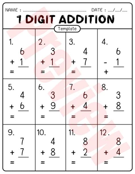 1 Digit Addition Mega Bundle 250 Worksheets 250 Answer Keys Set 1