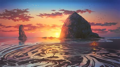Digital Art Sunset Sea Wallpapers Hd Desktop And Mobile Backgrounds