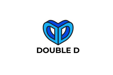 글자 D 더블 하트 ⁇ 터 템플릿 로고 디자인 프리미엄 벡터