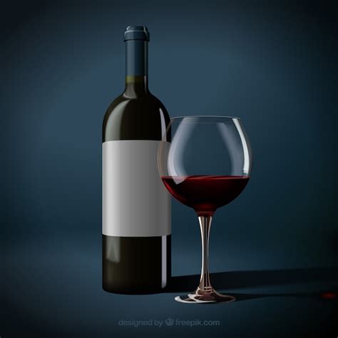 Premium Vector Realistic Bottle And Glass Of Red Wine