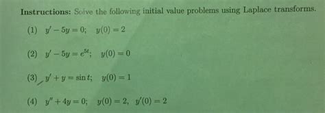 Solved Instructions Soive The Following Initial Value
