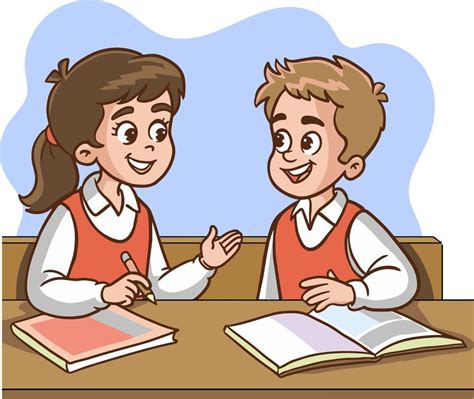 Vector Illustration Of Boy And Girl Student Talking In Class Boy And