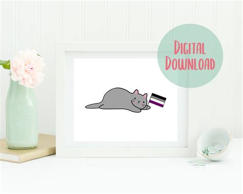 Ace Pride Flag Cat Art Asexual Pride Digital Download Etsy