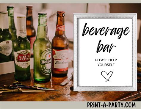 Printable Beverage Bar Wedding Sign Beverage Bar Please Help Yourself