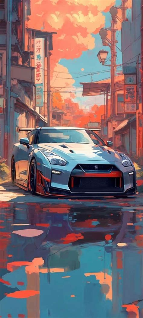 Nissan Gtr Art Iphone Wallpaper 4k