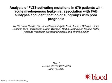 Analysis Of Flt3 Activating Mutations In 979 Patients With Acute