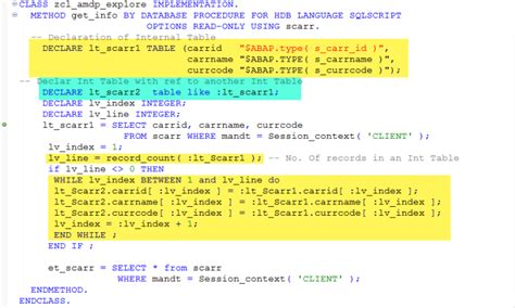 Hana Sql Internal Table With Operations Sapcodes