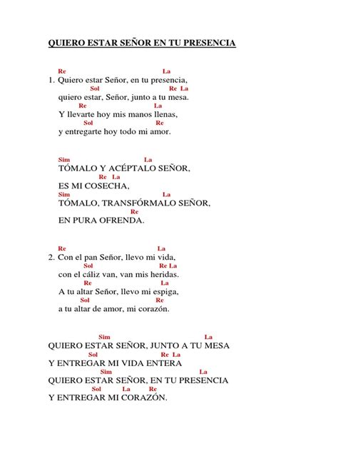 Quiero Estar Señor En Tu Presencia Pdf Ocio