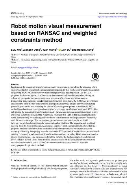 Robot Motion Visual Measurement Based On Ransac And Weighted