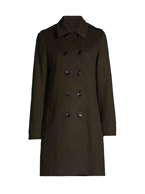 Buy Sofia Cashmere Double Breasted Military Coat Olive At 76 Off