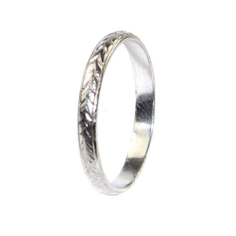 Art Deco Patterned Wedding Band Circa 1930 Bada