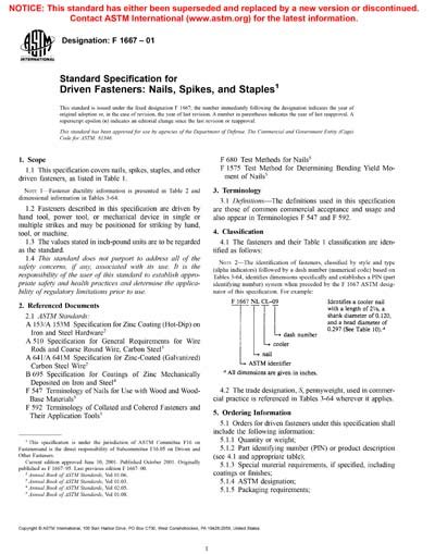 Astm F1667 01 Standard Specification For Driven Fasteners Nails