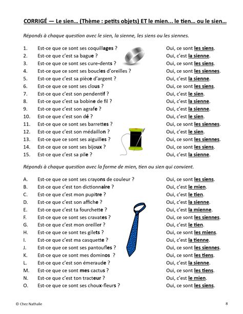 Les Pronoms Possessifs Phrases