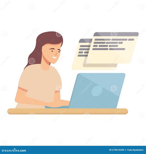 Programming Education Icon Cartoon Vector Computer Technology Stock
