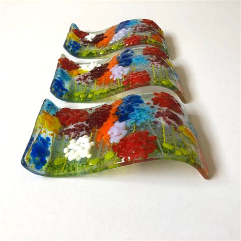 Fused Glass Flowers Art Fused Glass Wave Cornish Fused Etsy