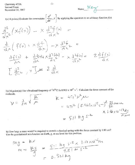 Second Exam Questions With Solutions Physical Chemistry Chem 455