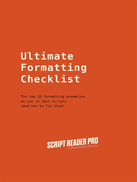 Ultimate Formatting Checklist Pdf Screenplay Screenwriting