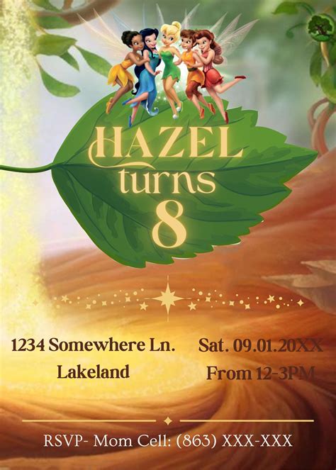 Editable Tinkerbell Birthday Invitation I Customizable Canva Template I