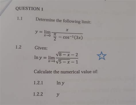 Solved Determine The Following Limit Ylimx→02π−cos−13xx