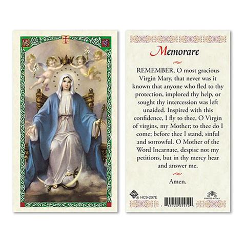 Laminated Holy Card Memorare Ewtn Religious Catalogue