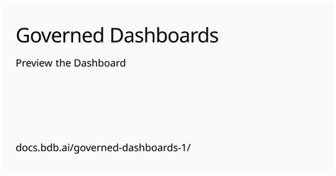Preview The Dashboard Governed Dashboards