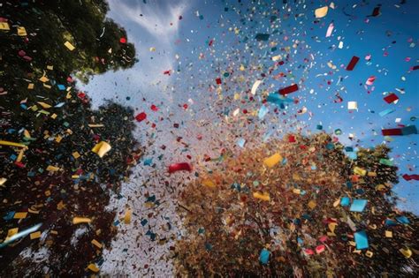 Premium Photo | Colorful confetti in motion cascading down from the sky created with generative ai