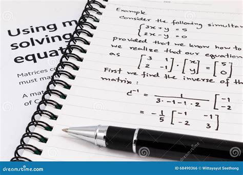 Step To Using Matrices When Solving System Of Equations Stock Photo Image Of Education