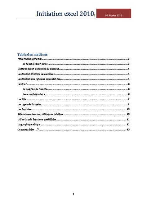 Support De Cours Pdf Dinitiation à Excel 2010 Coursinfopdf Com